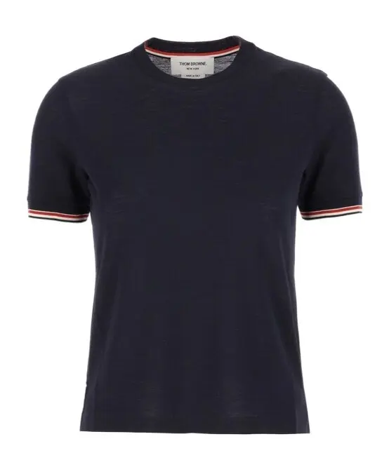 Thom Browne Elastic Plain Knit T-shirt - Navy