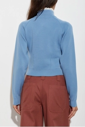 Chloé Lace Trimmed High Neck Sweater - Blue