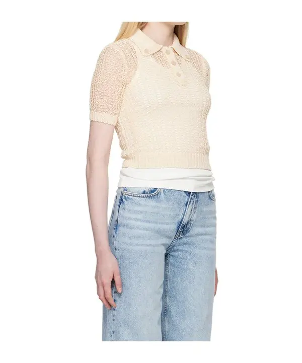 RECTO Mesh Cropped Polo Shirt