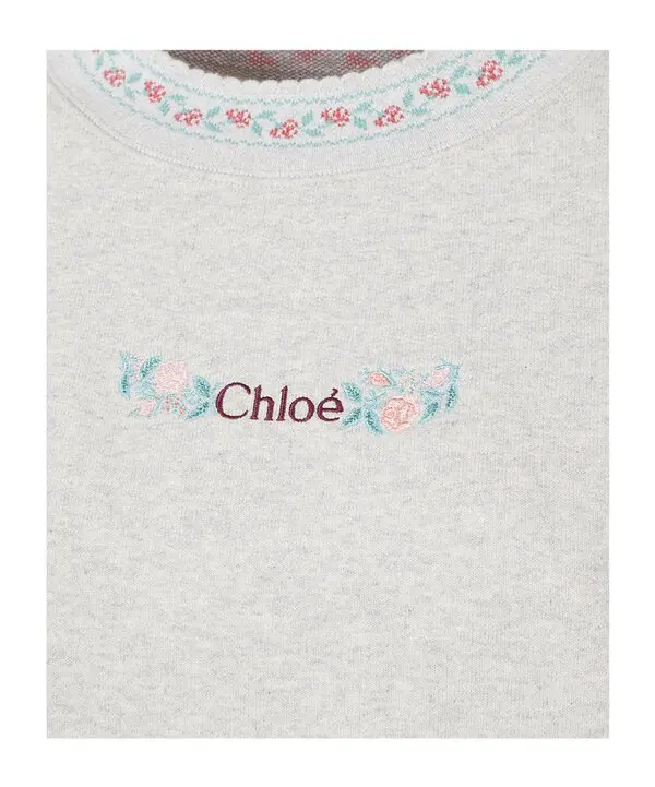 Chloé Floral Trim Knitted Sweater - White