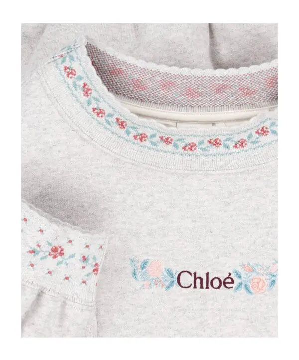 Chloé Floral Trim Knitted Sweater - White