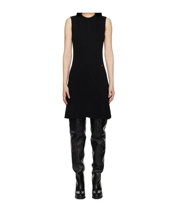 RECTO Round Neck Mini Dress - Black