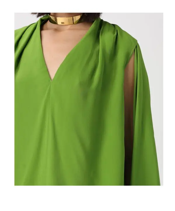 Elisabetta Franchi Cape Sleeved Georgette Blouse