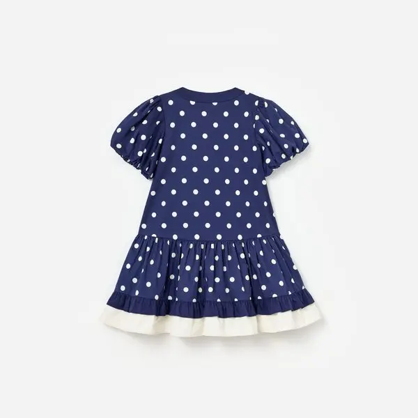 SELF-PORTRAIT Navy Polka Dot Cotton Printed Dress