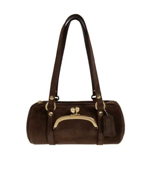 COACH Double-handled Shoulder Bag With Kiss Lock Pocket - Black