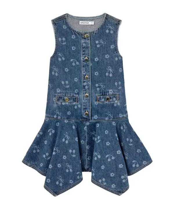 SELF-PORTRAIT Round Neck Sleeveless Dress - Blue