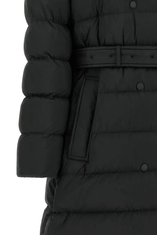 Burberry Double Breasted Belted Quilted Down Coat With Hood