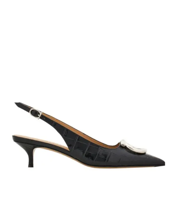 FERRAGAMO Maxi Gancini Slingback - Black