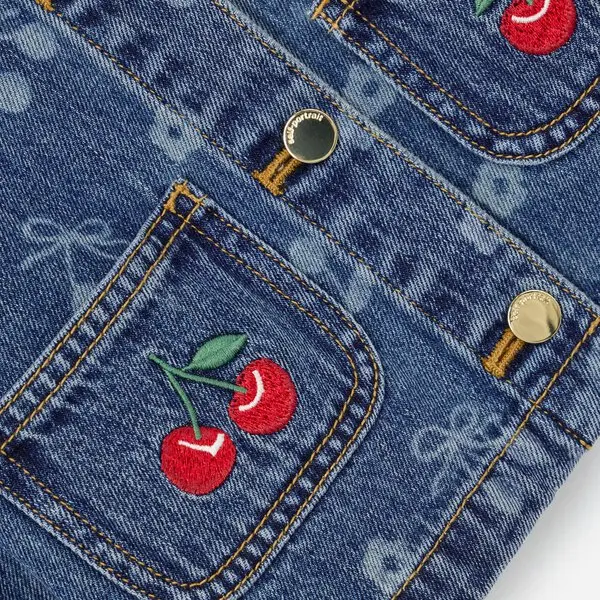 SELF-PORTRAIT Denim Cherry Bow Printed Jacket