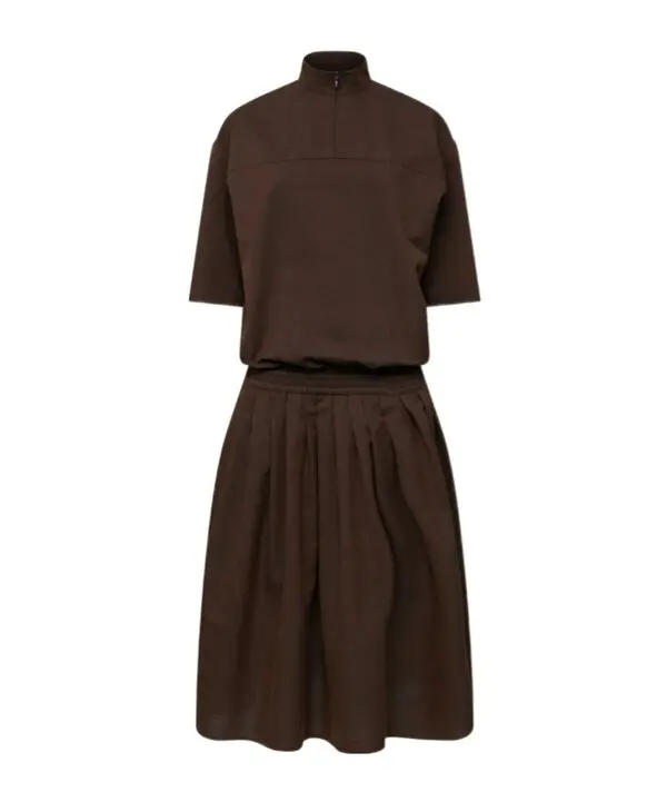 MAISON MARGIELA Wool Shirting Midi Dress - Brown