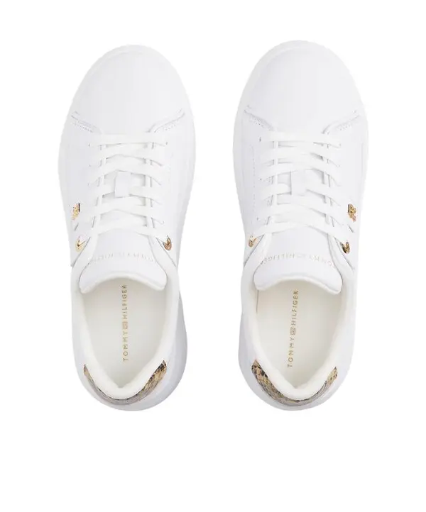 Tommy Hilfiger Snake Print Heel Leather Platform Trainers