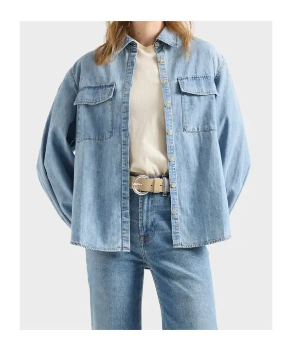 7 For All Mankind Long Sleeve Regular Shirt In Denim Loft