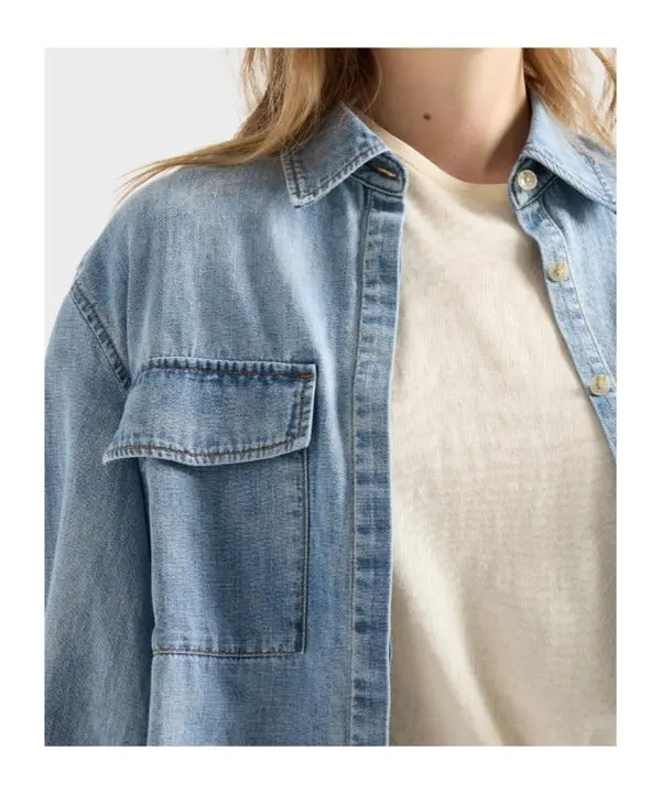 7 For All Mankind Long Sleeve Regular Shirt In Denim Loft