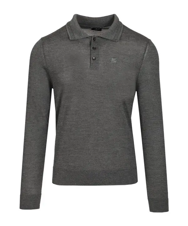 Etro Fuji Knitted L/s Polo Wool Silk