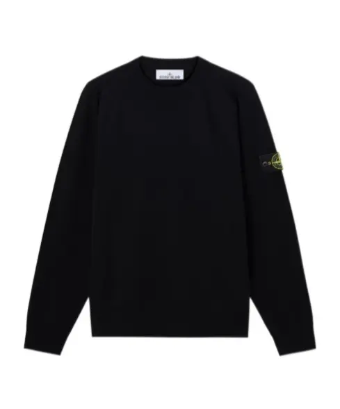Stone Island Logo-patch Crew-neck Sweater - Black