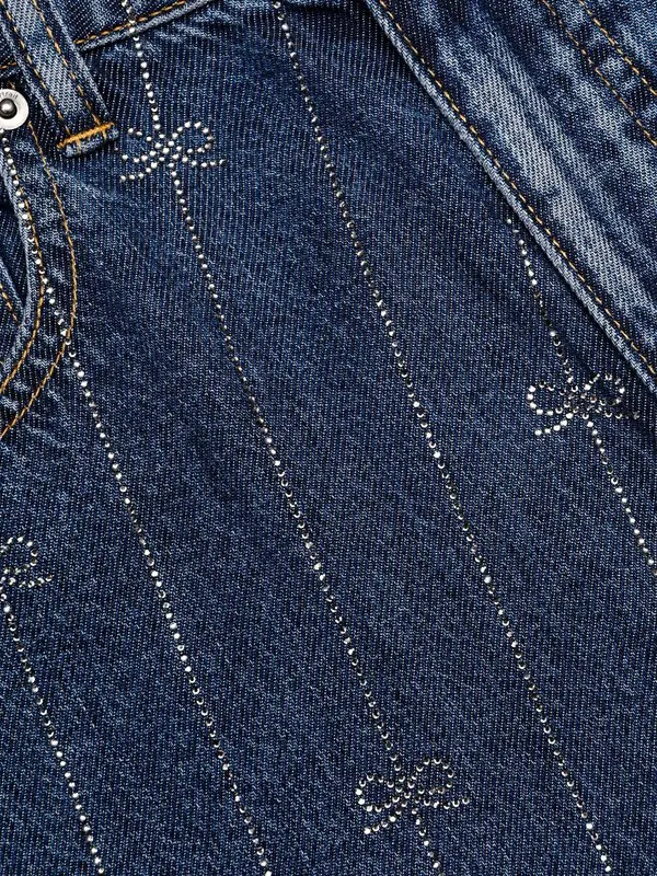 SELF-PORTRAIT Rhinestone Embellished Denim Shorts - No