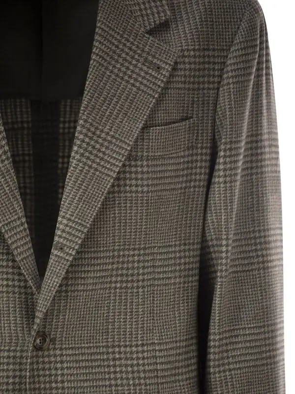 Brunello Cucinelli Check-pattern Long-sleeve Blazer - Black