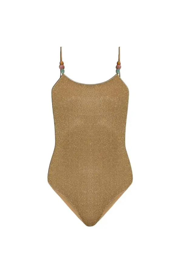 Oseree Halter One-piece Swimsuit - Brown