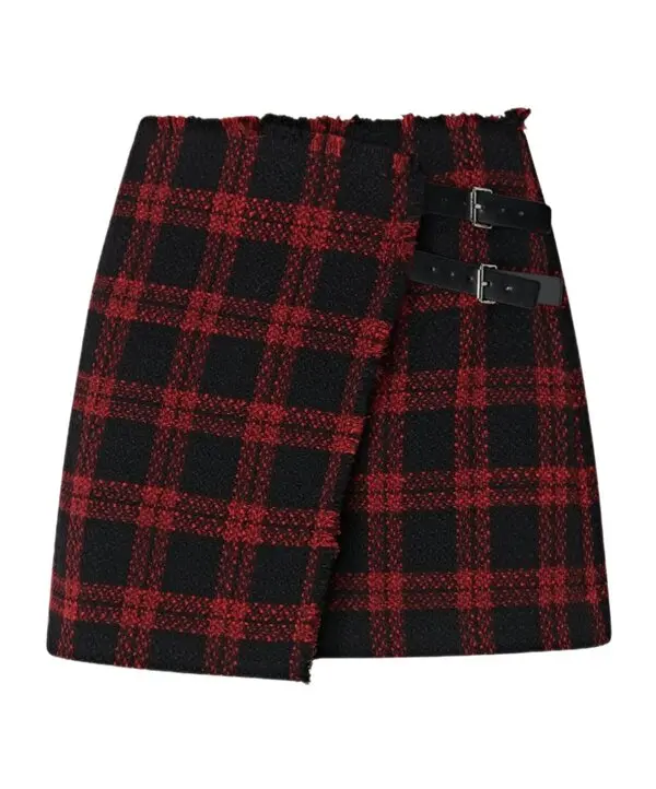 Pinko Check Buckle-fastening Midi Skirt - Black