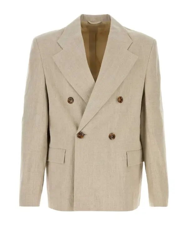 Séfr Donovan Double-breasted Linen Blazer - Nude