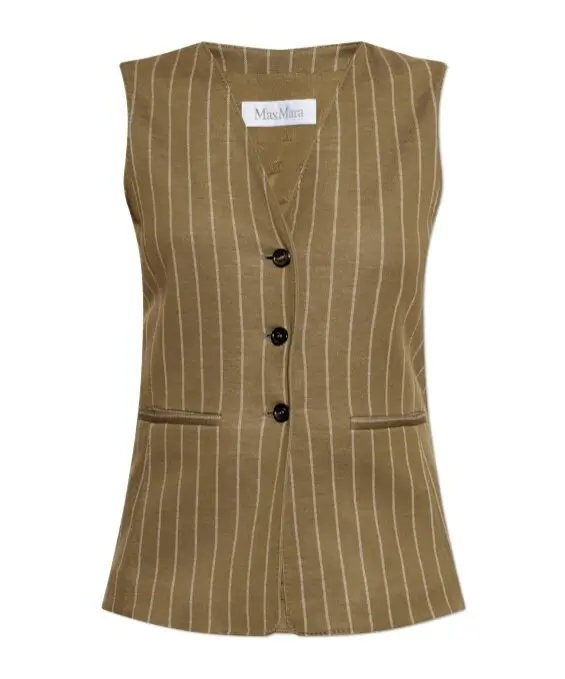 Max Mara V-neck Sleeveless Vest - Brown
