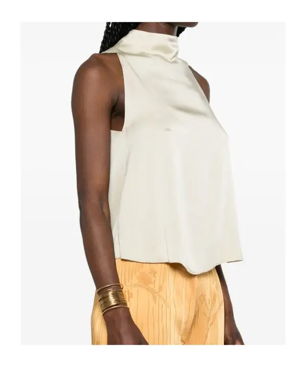 FORTE_FORTE Sleeveless High Neck Blouse - White