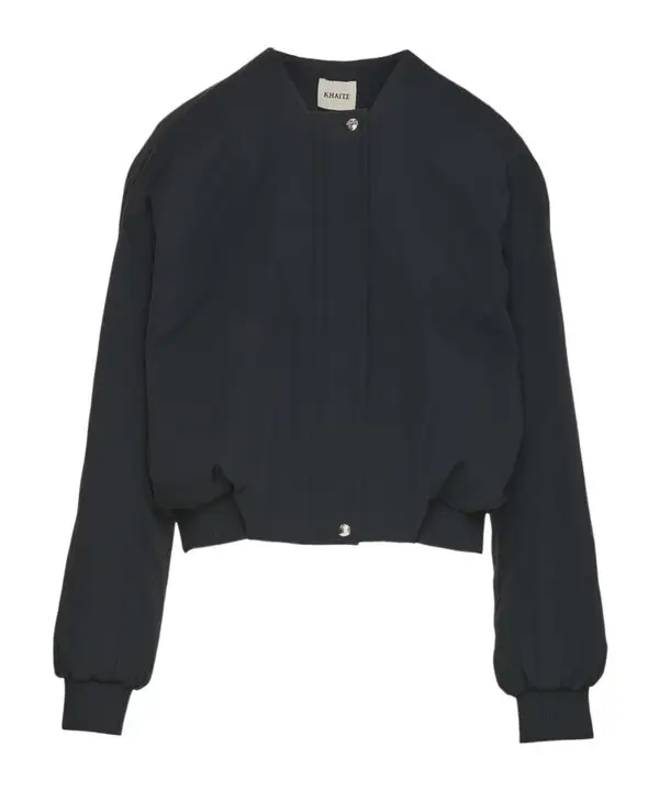 Khaite Cropped Bomber Jacket With Elasticized Hem - Black