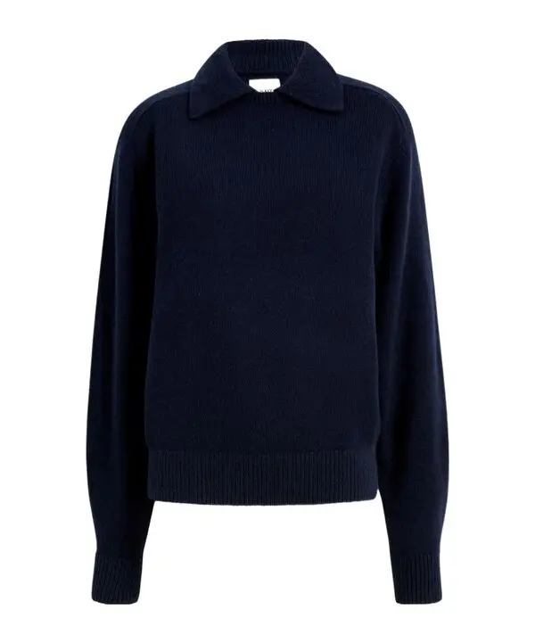 Khaite Jackson Long-sleeved Knitted Polo Shirt - Black