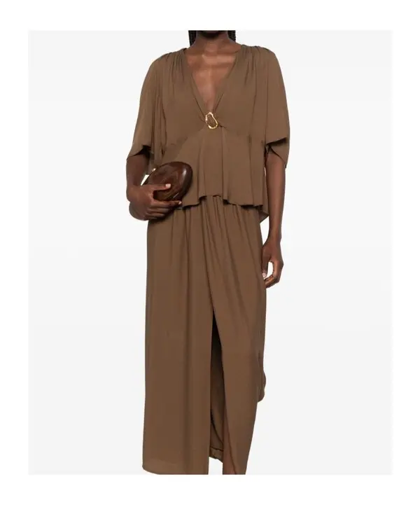 FORTE_FORTE Hammered-ring Draped Top - Brown