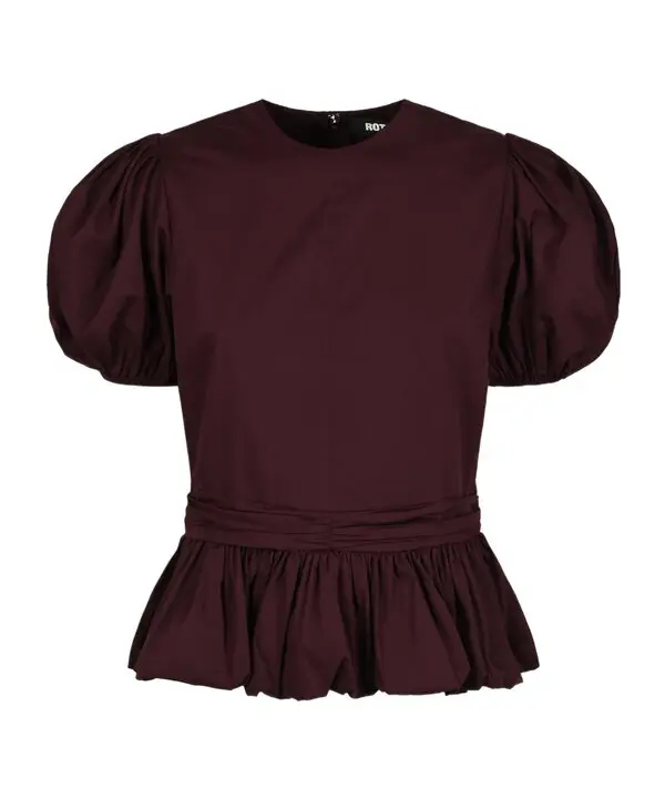 ROTATE BY BIRGER CHRISTENSEN Puff Sleeve Peplum Top - Black