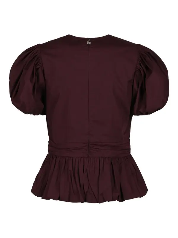 ROTATE BY BIRGER CHRISTENSEN Puff Sleeve Peplum Top - Black