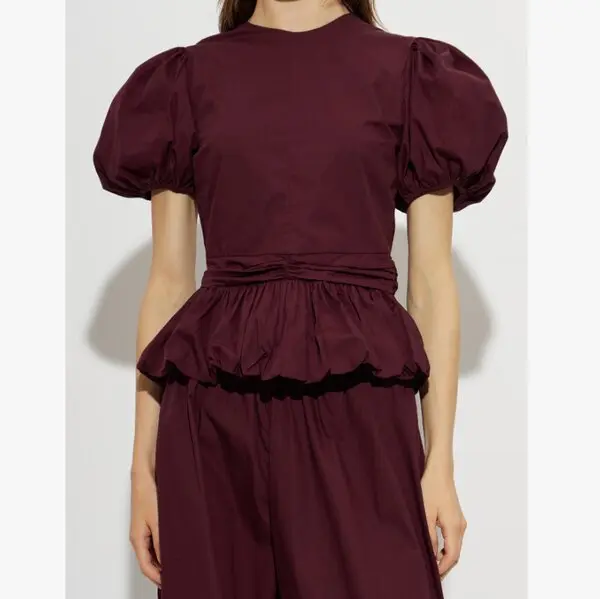 ROTATE BY BIRGER CHRISTENSEN Puff Sleeve Peplum Top - Black