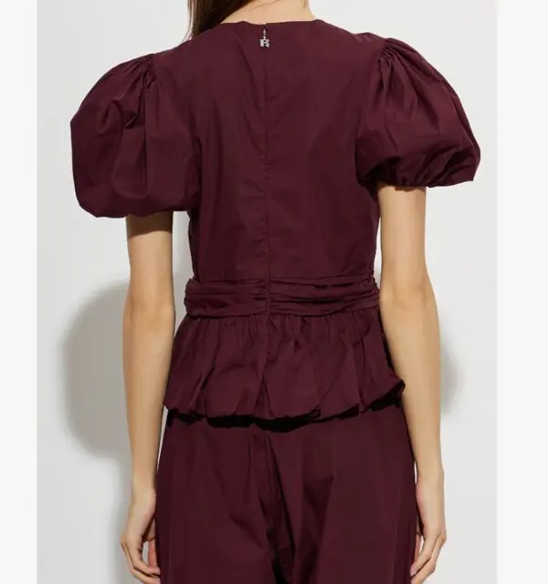 ROTATE BY BIRGER CHRISTENSEN Puff Sleeve Peplum Top - Black