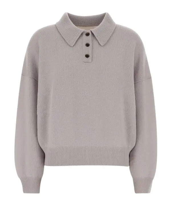LISA YANG Long-sleeve Polo-collar Sweater - Gray