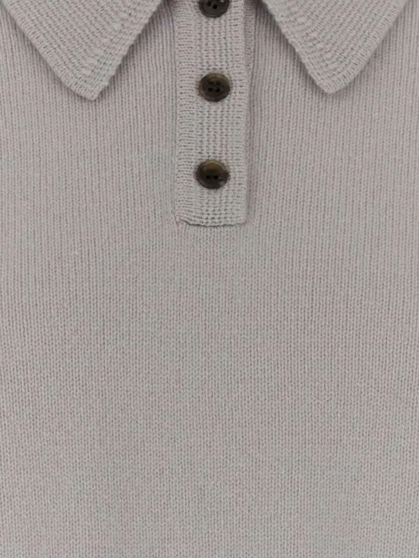 LISA YANG Long Sleeve Polo Sweater - Gray