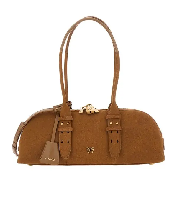 Pinko Shoulder Bag Bowling Horizontal Big - Brown