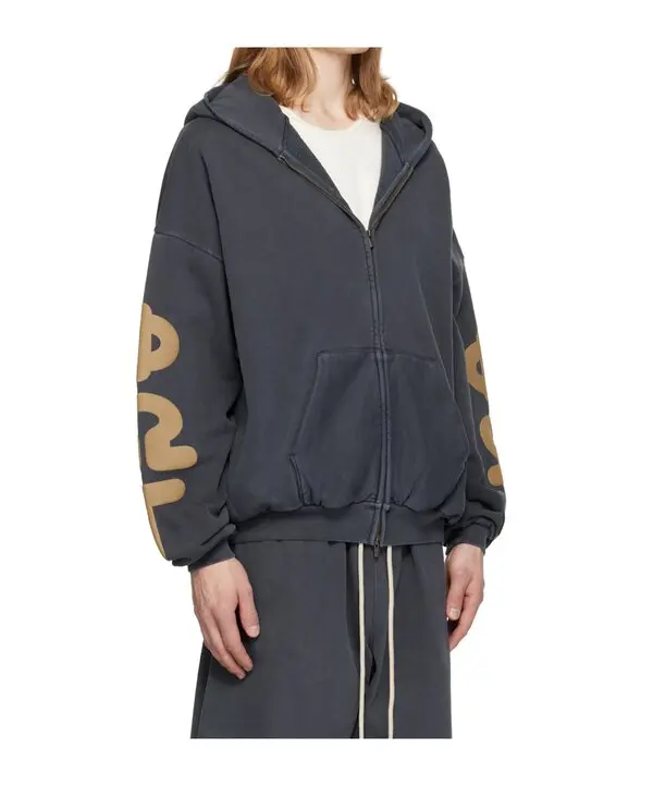 Fear Of God Logo Print Zip Hoodie