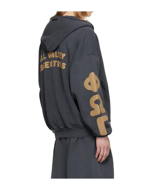 Fear Of God Logo Print Zip Hoodie