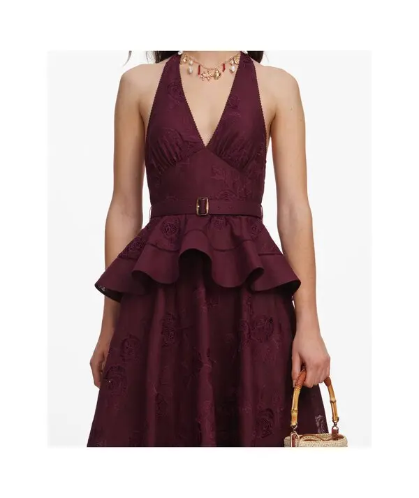 SELF-PORTRAIT Floral-embroidered Midi Dress