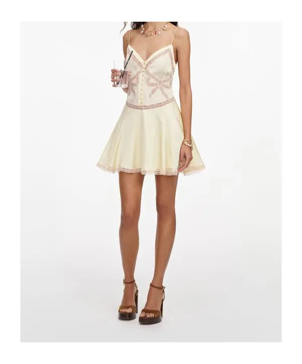 SELF-PORTRAIT Lace-trim Polka-dot Mini Dress