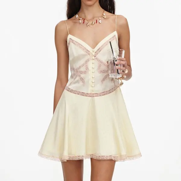 SELF-PORTRAIT Lace-trim Polka-dot Mini Dress