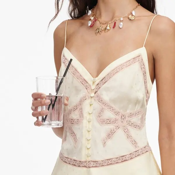 SELF-PORTRAIT Lace-trim Polka-dot Mini Dress