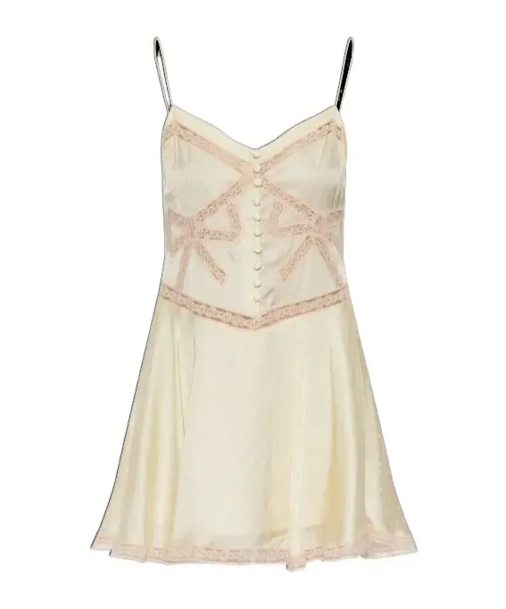 SELF-PORTRAIT Lace-trim Polka-dot Mini Dress - Nude