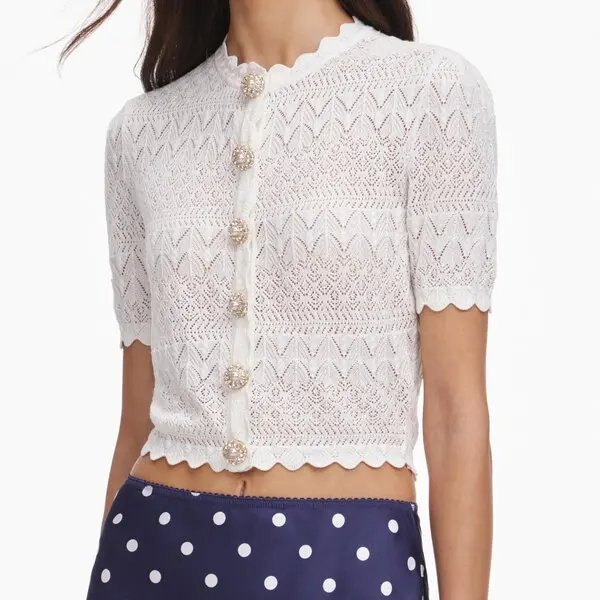 SELF-PORTRAIT Openwork Knit Top