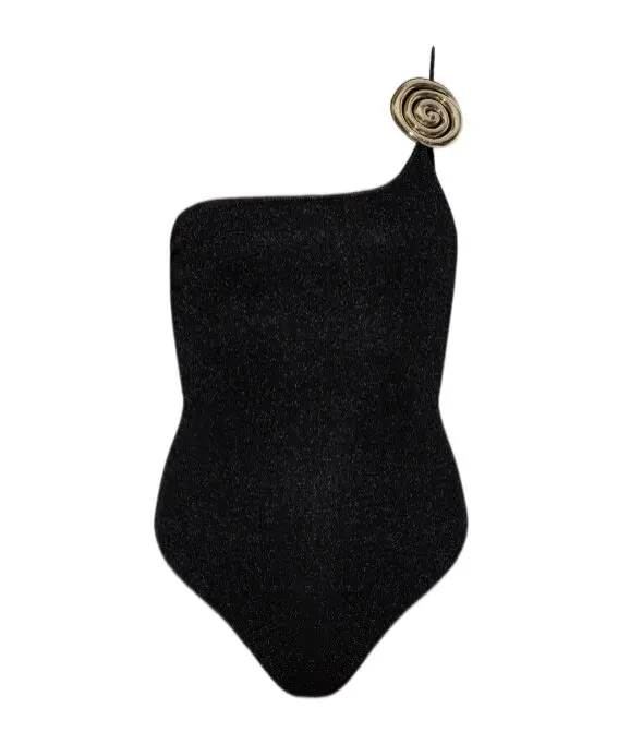 Oseree Asymmetrical One-piece Swimsuit - Black