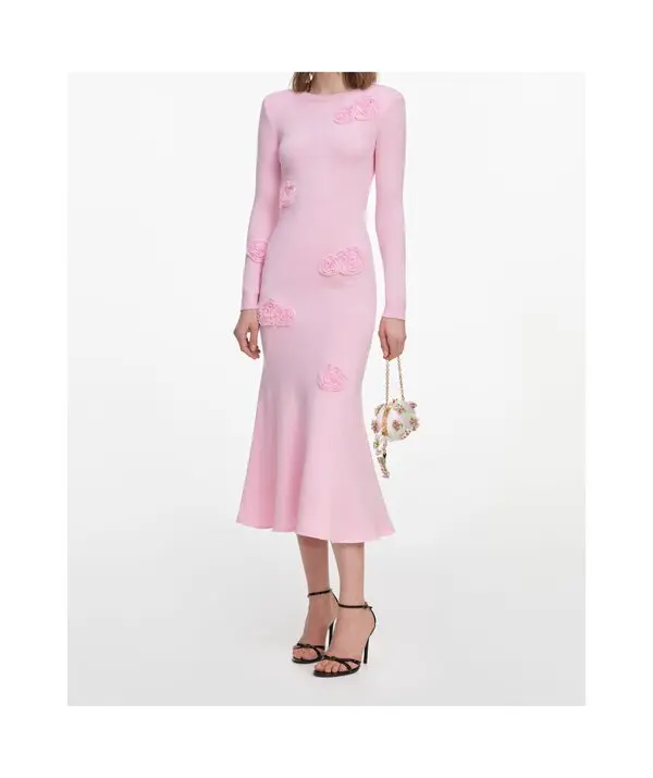 SELF-PORTRAIT Flower Knit Midi Dress