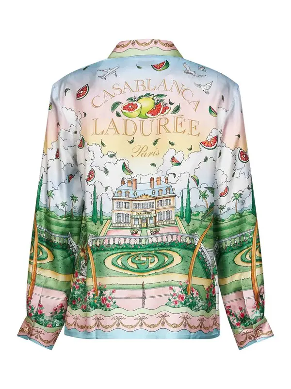 Casablanca Laduree-print Cuban-collar Shirt