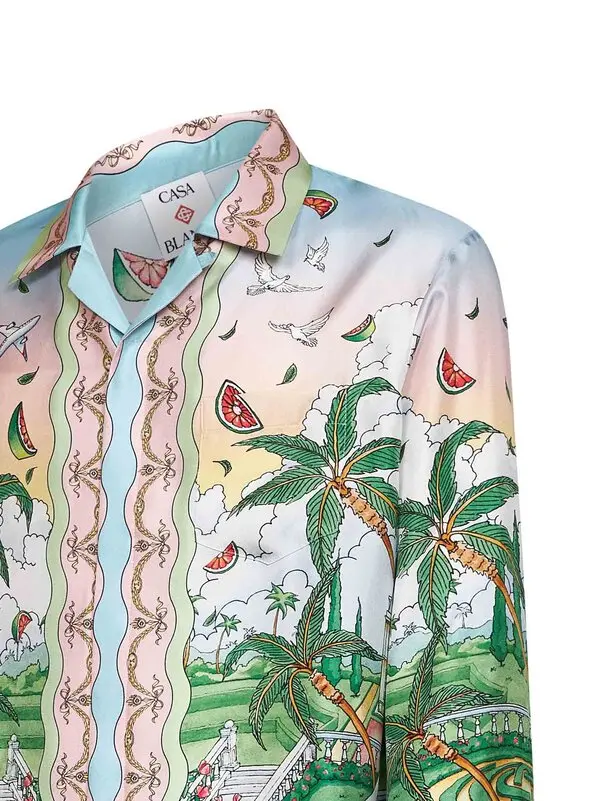 Casablanca Laduree-print Cuban-collar Shirt