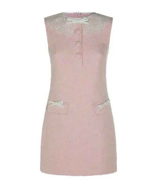 SELF-PORTRAIT Lace-collar Mini Dress - Pink