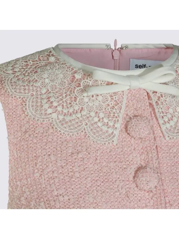 SELF-PORTRAIT Boucle Lace Collar Mini Dress - Pink